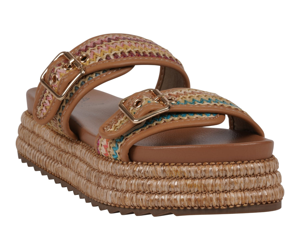 Lorena Multi Woven Double Band Slide Platform Sandals – GC Shoes
