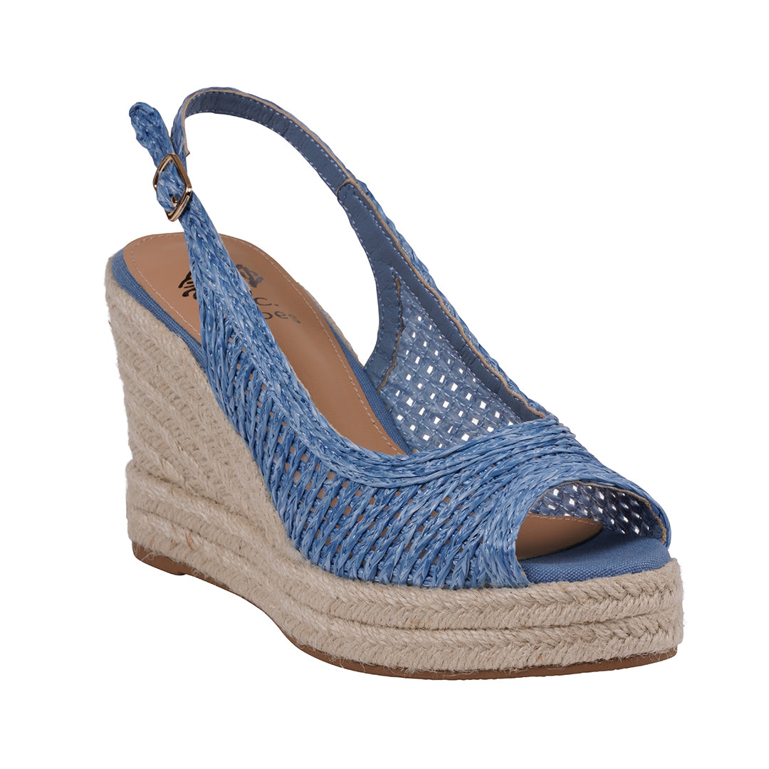 Women's Amira Blue Woven Espadrille Wedge Sandals – GC Shoes
