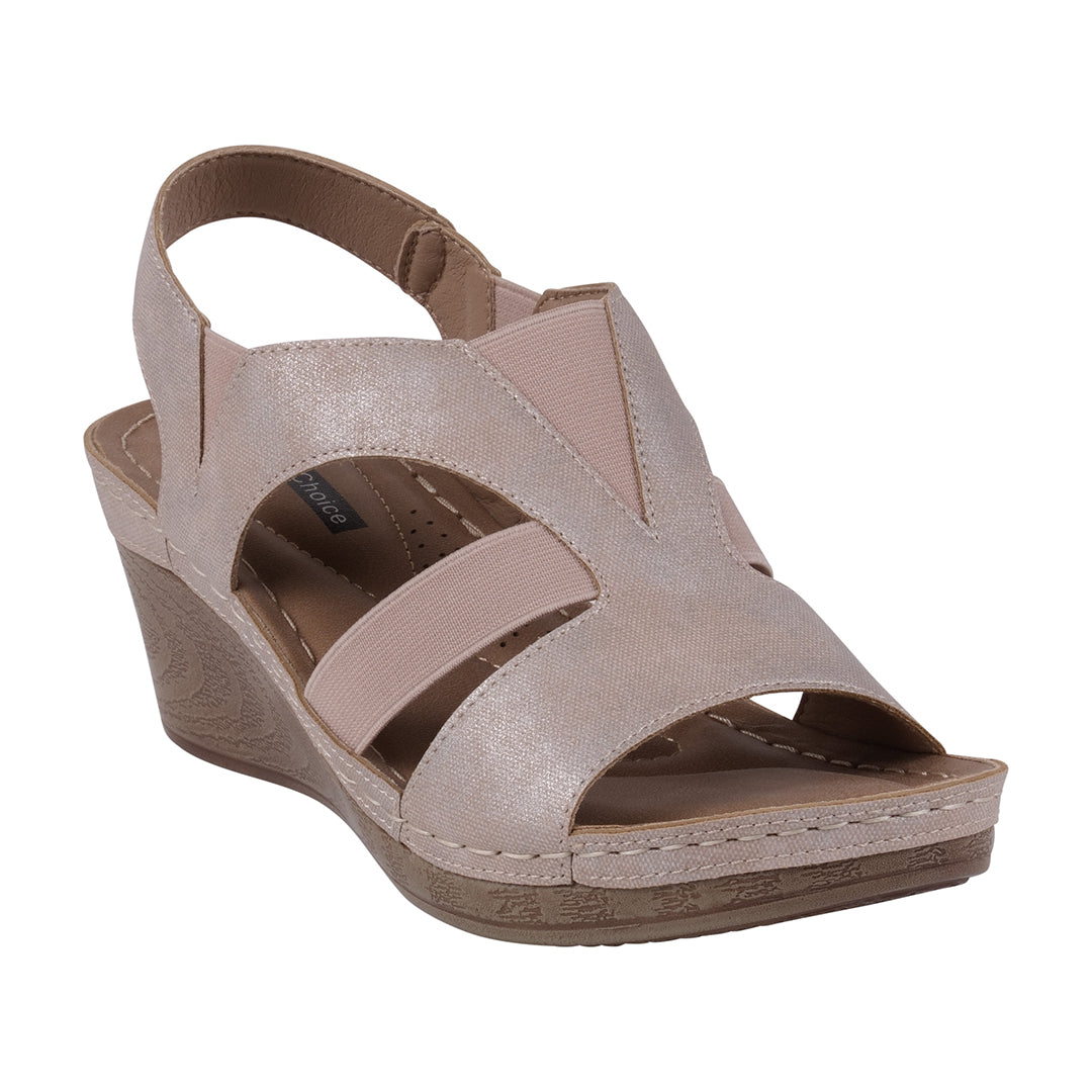 Banks Blush Cut Out Elastic Slingback Wedge Sandals – GC Shoes