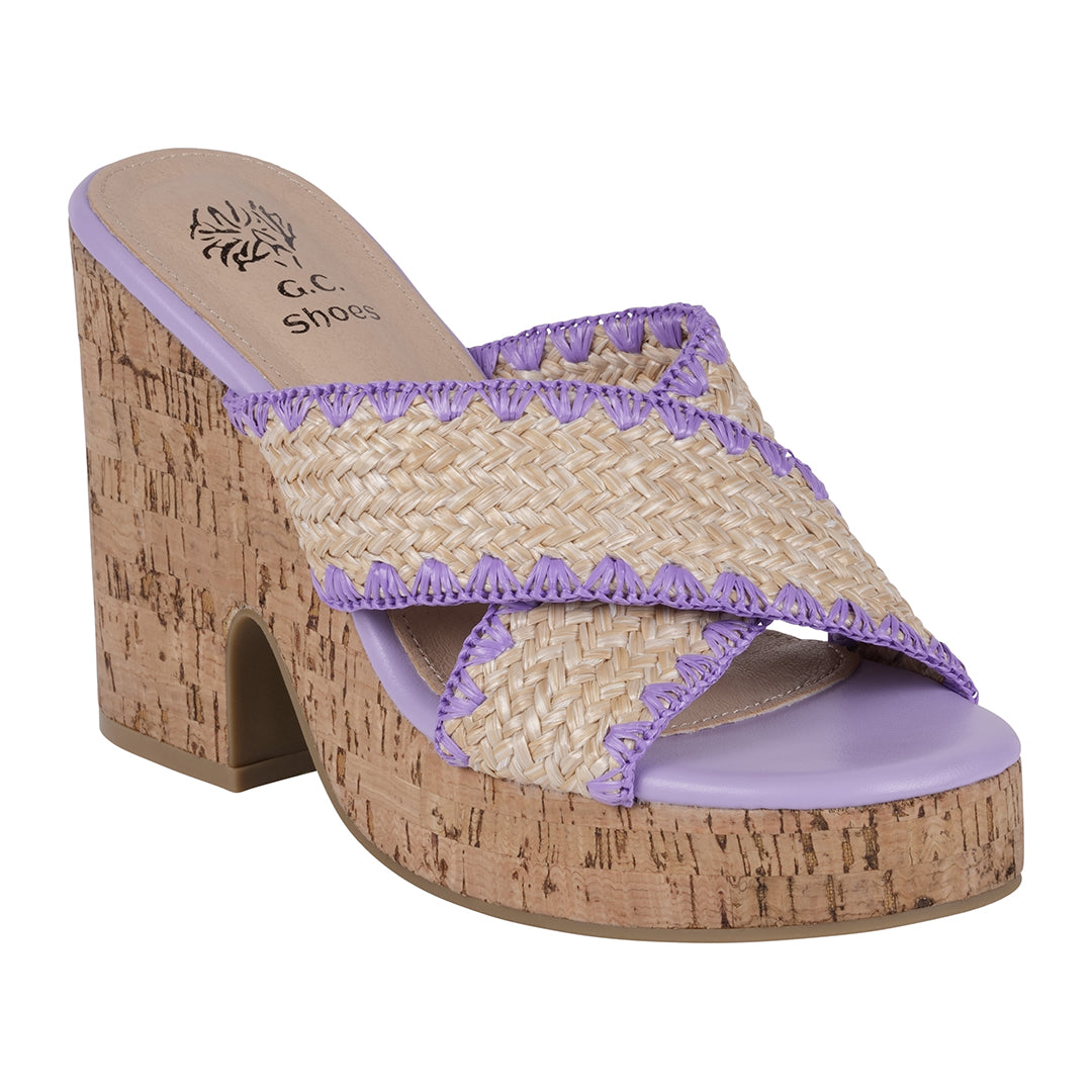 Elsa Lilac Woven Cross Strap Wooden Platform Heeled Sandals – GC Shoes