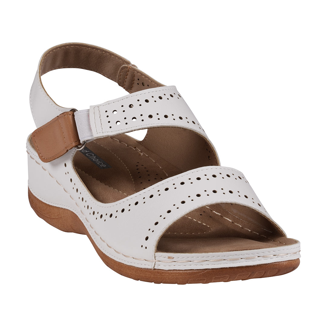 Foster White Perforated Double Band Velcro Sandals – GC Shoes
