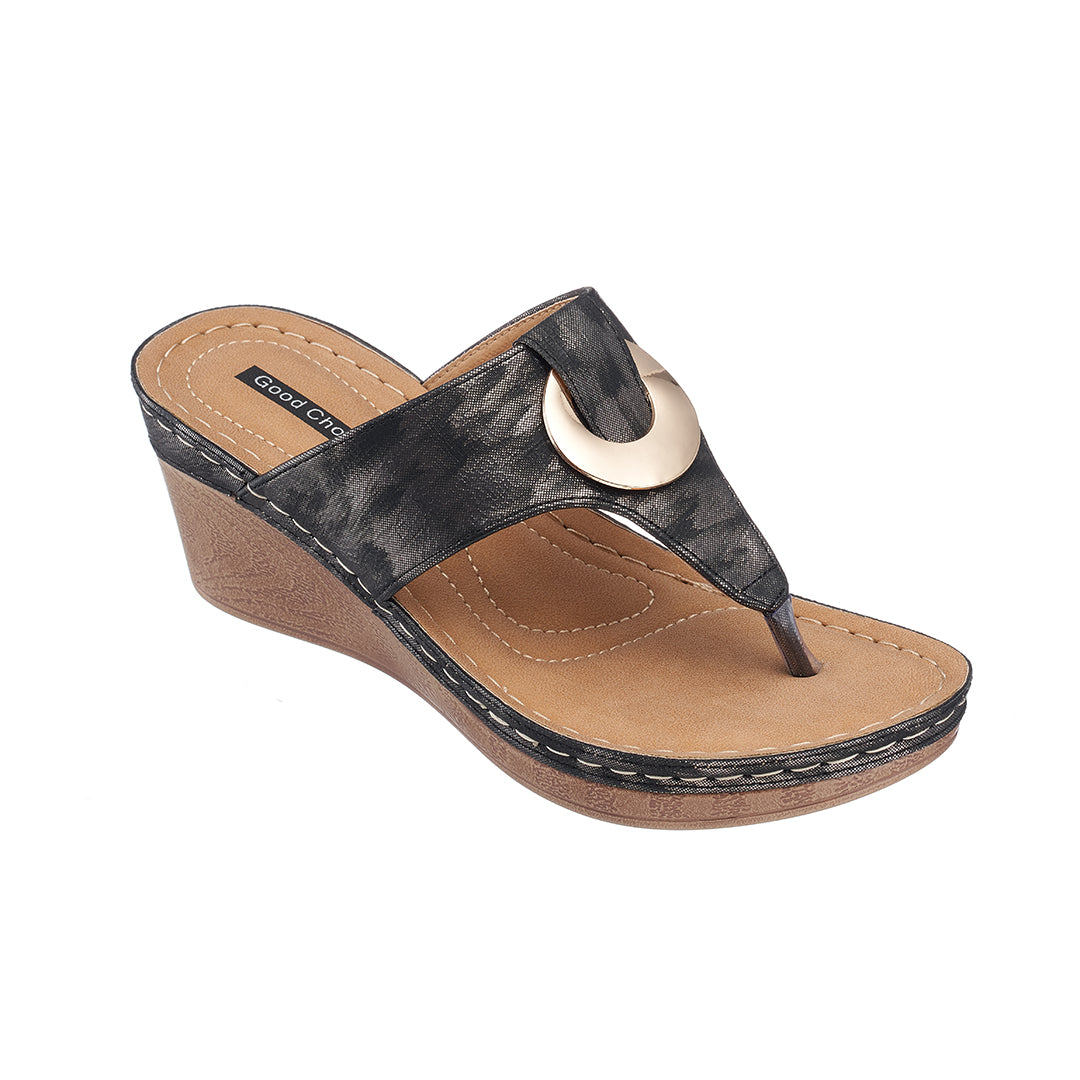 Women's Genelle Black Wedge Sandals – GC Shoes