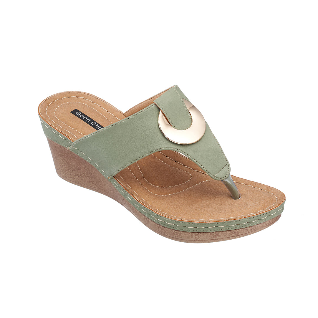 Women's Genelle Green Wedge Sandals – GC Shoes