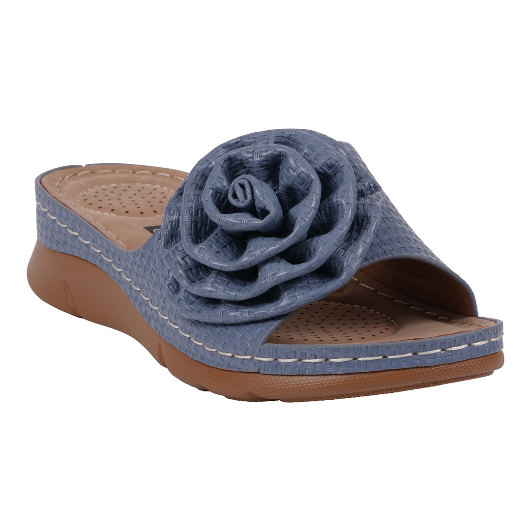 Women's Honey Blue Flat Comfort Sandals – GC Shoes
