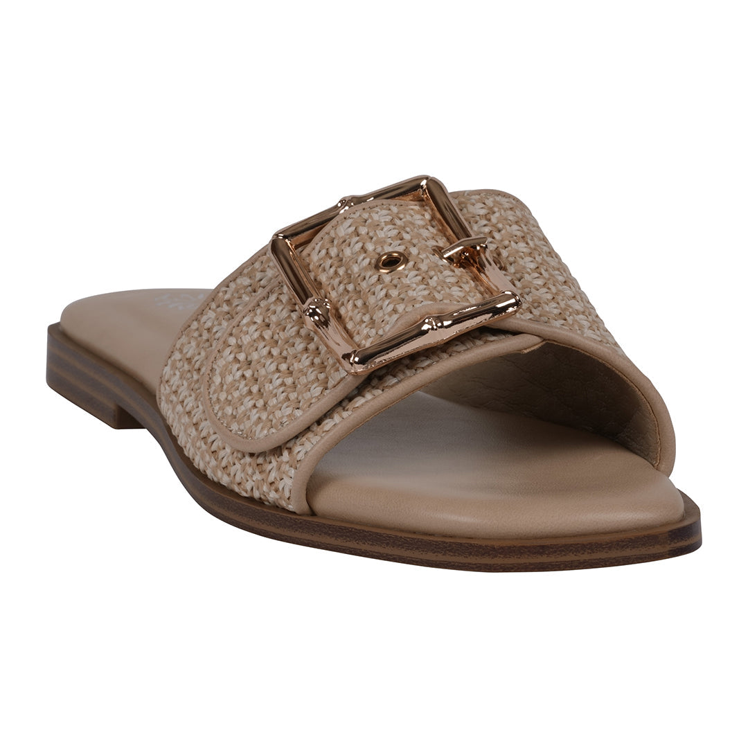 Women's Indie Tan Woven Buckle Flat Sandals – GC Shoes