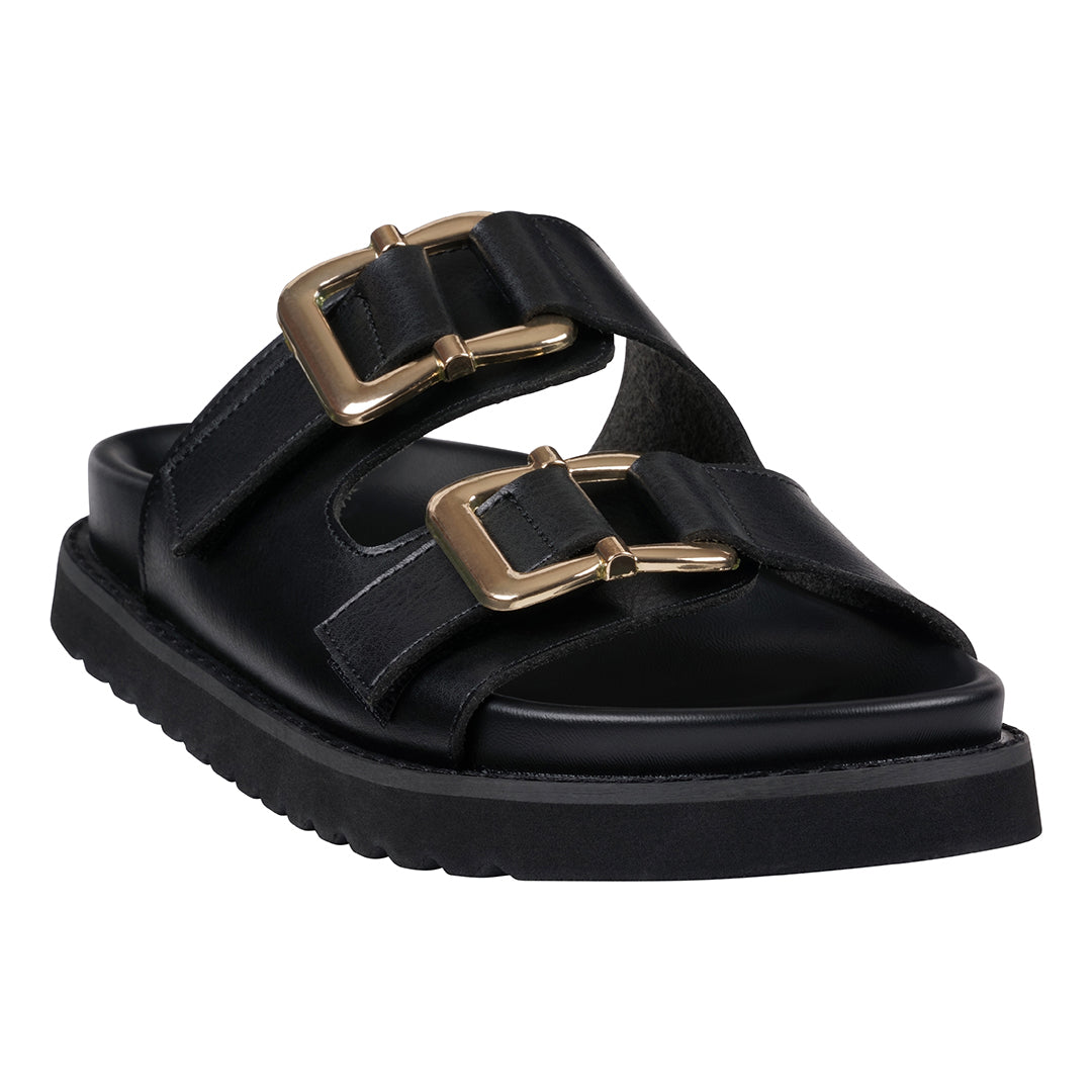 Women's Juno Black Slide Footbed Sandals – GC Shoes