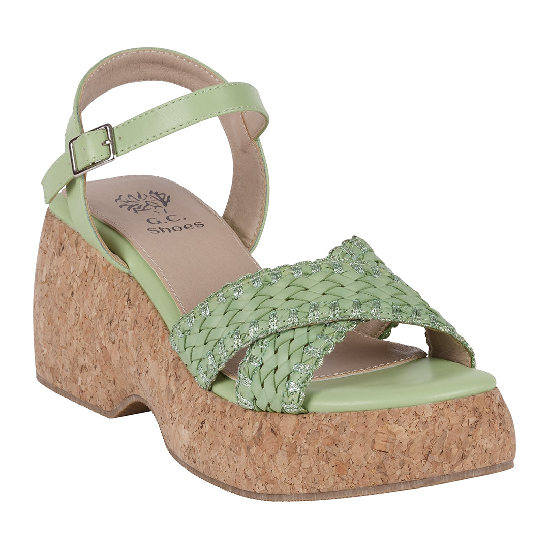 Lucy Green Cross Strap Slingback Platform Sandals – GC Shoes