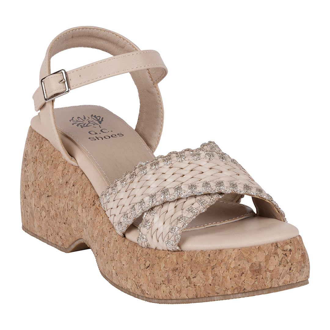 Lucy Natural Cross Strap Slingback Platform Sandals – GC Shoes