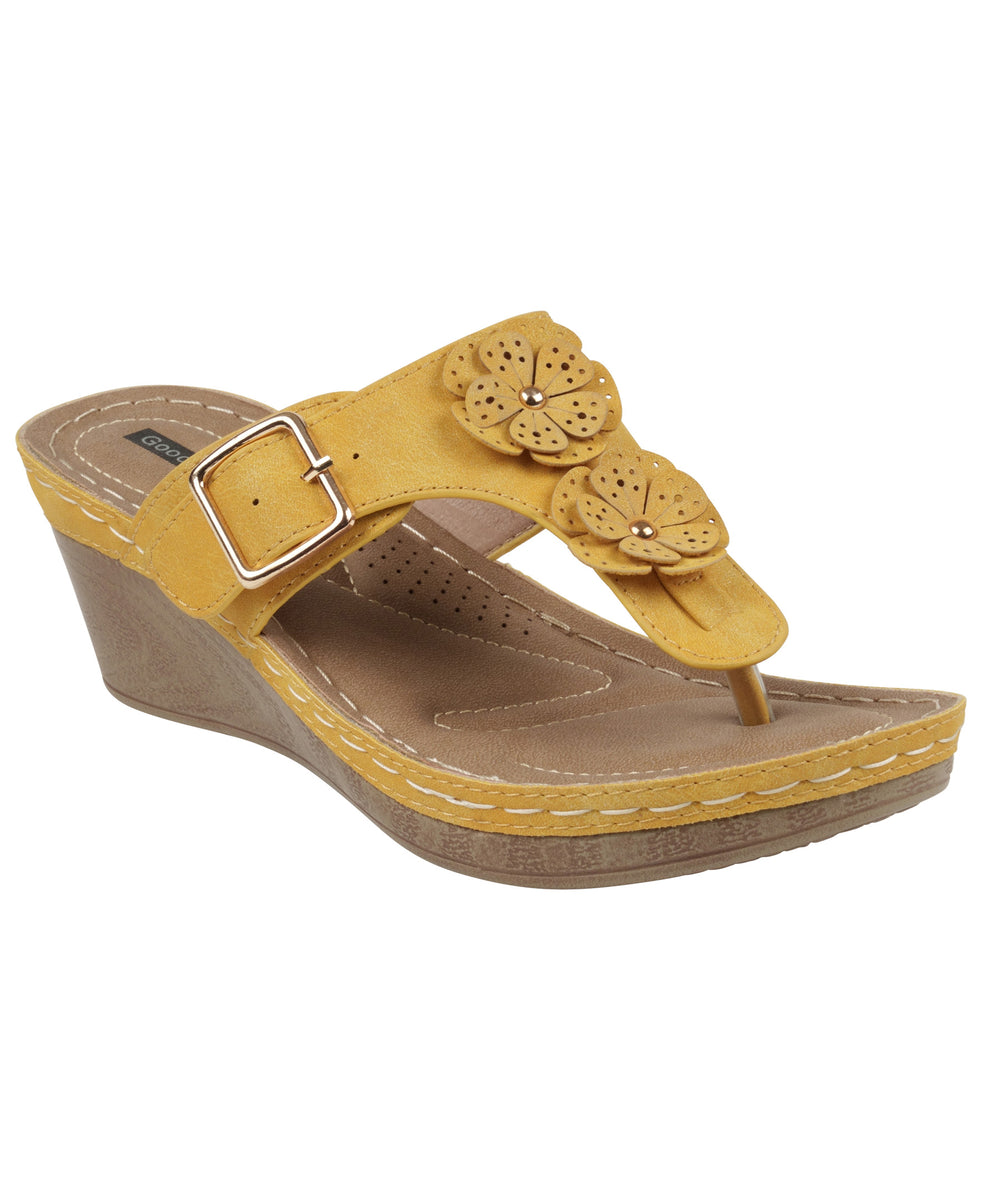 Narbone Yellow Wedge Sandals – GC Shoes