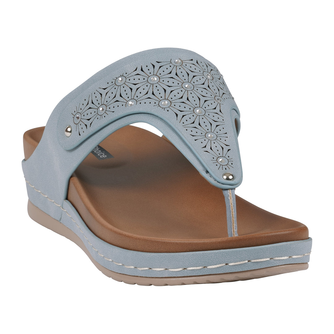 Women's Tani Royal Blue Thong Wedge Sandals – GC Shoes